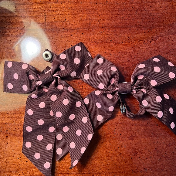 Accessories | Nwot Pair Snap On Brown Bows With Pink Polka Dots | Poshmark